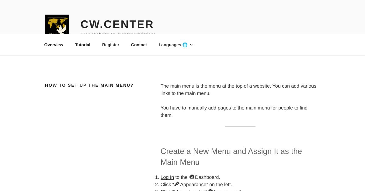 How to Set Up the Main Menu? – CW.Center